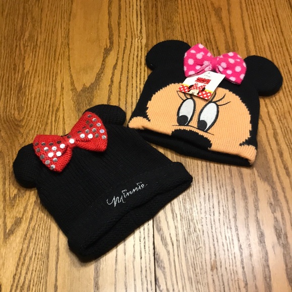 Disney | Accessories | 2 Disney Minnie Mouse Girls Hats Toddler Child ...